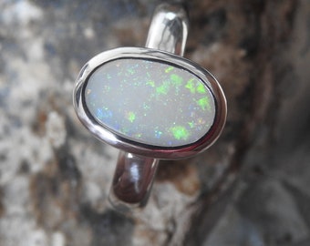 Lightning Ridge Opal Ring Naturally Shaped, Sterling Silver size 6 - Etsy