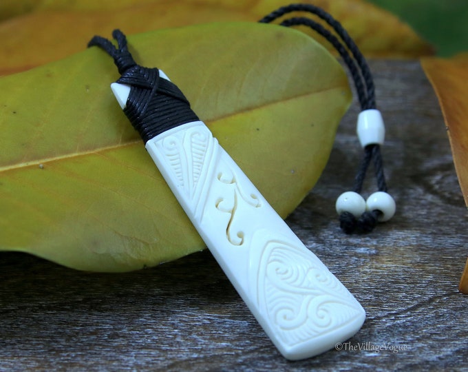 Hand Carved Bone Men's Jewelry Pendant Adjustable Necklace - Etsy