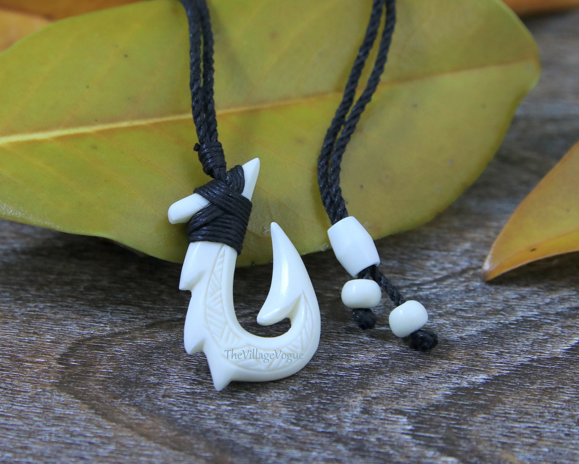 Hand Carved Bone Fish Hook Pendant | Etsy