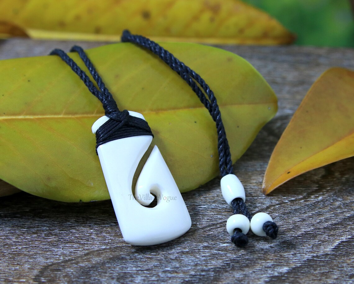 Hand Carved Bone Pendant, Maori Inspired Tribal Necklace Gift for Him ...