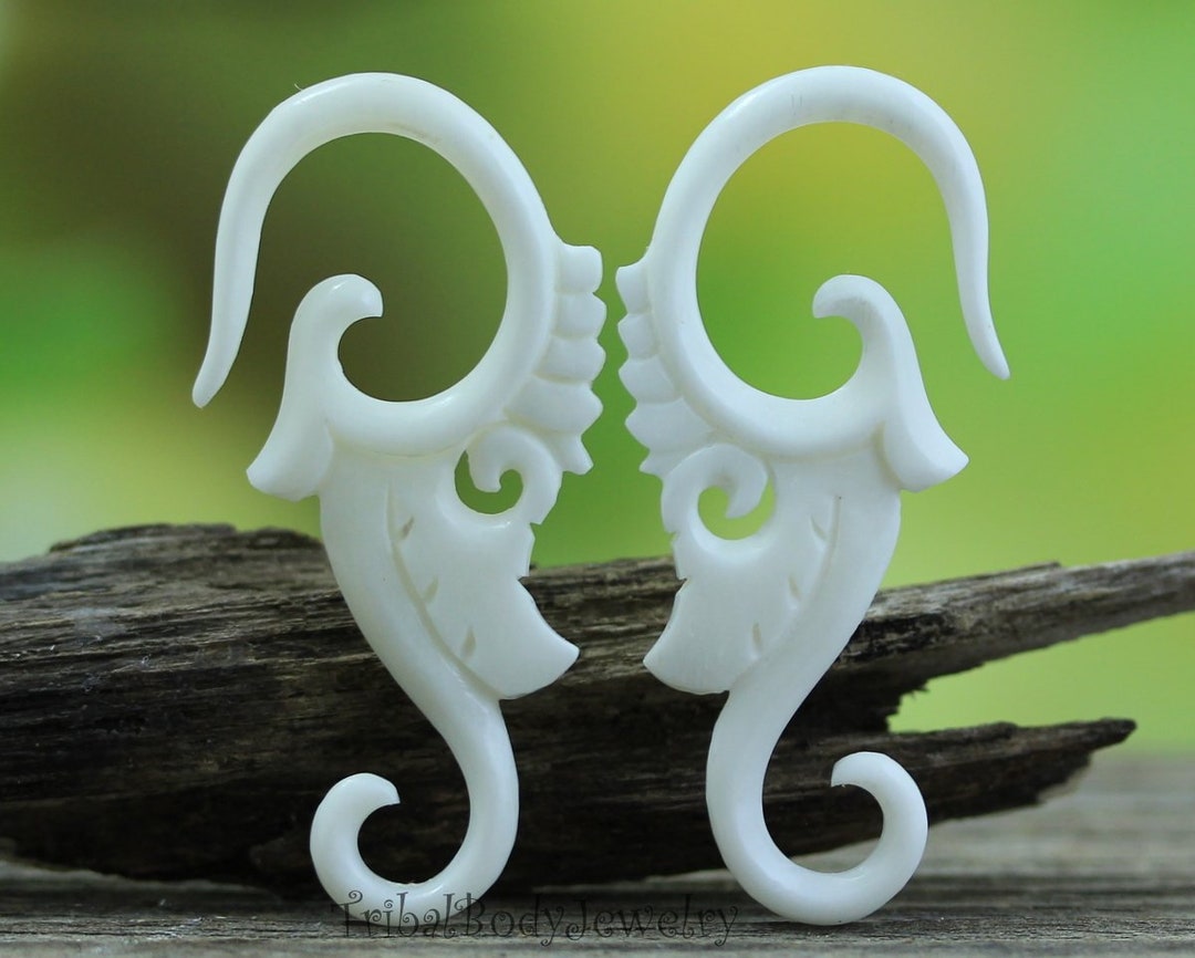 6G Hand Carved Bone Gauge Earrings 5/32" 4mm Organic Body Jewelry - Etsy