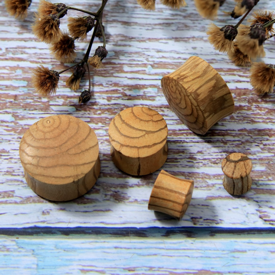 A Pair of Hand Carved Wood Gauge Earrings, Double Flared Ear Plug - Etsy