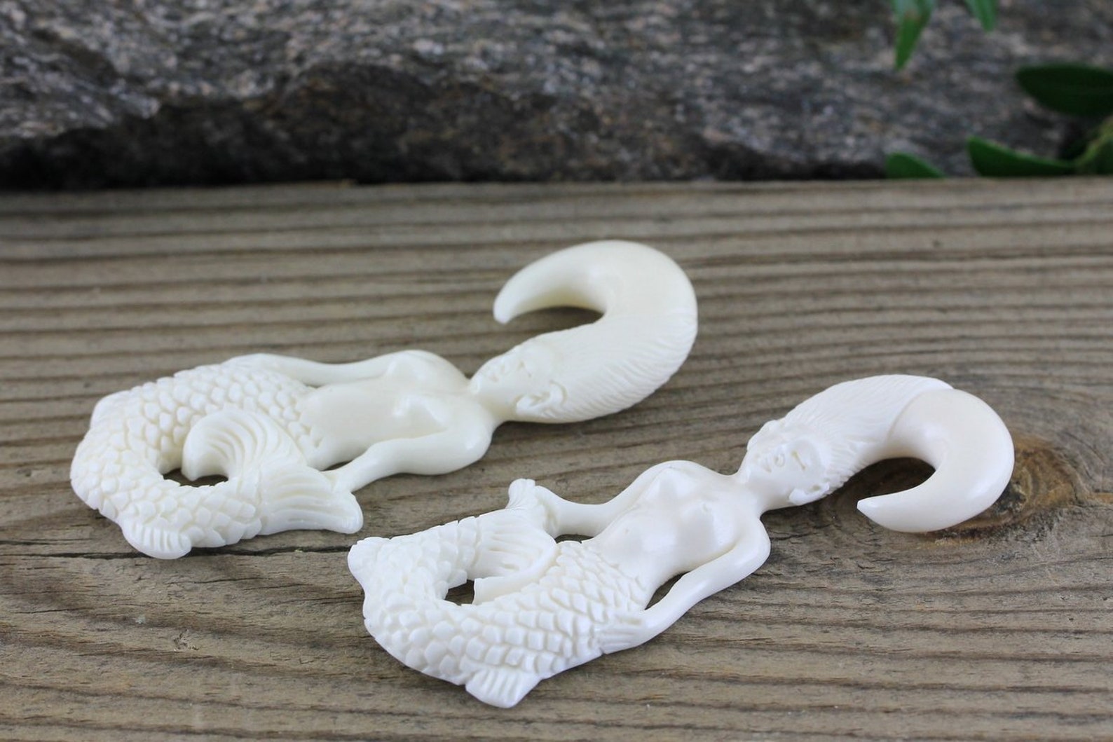 8G Stretcher Earrings Real Gauge Bone Organic Hand Carved | Etsy