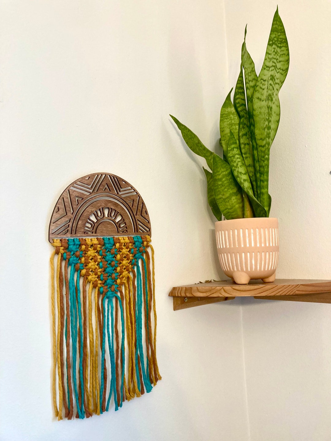 Southwestern Macrame Natural Fiber Art Wall Hanging Decor / Mexican ...