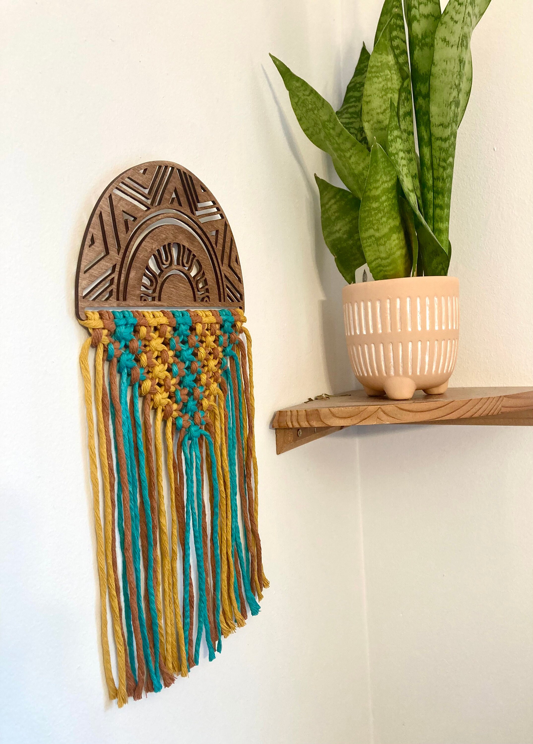 Southwestern Macrame Natural Fiber Art Wall Hanging Decor / Mexican ...