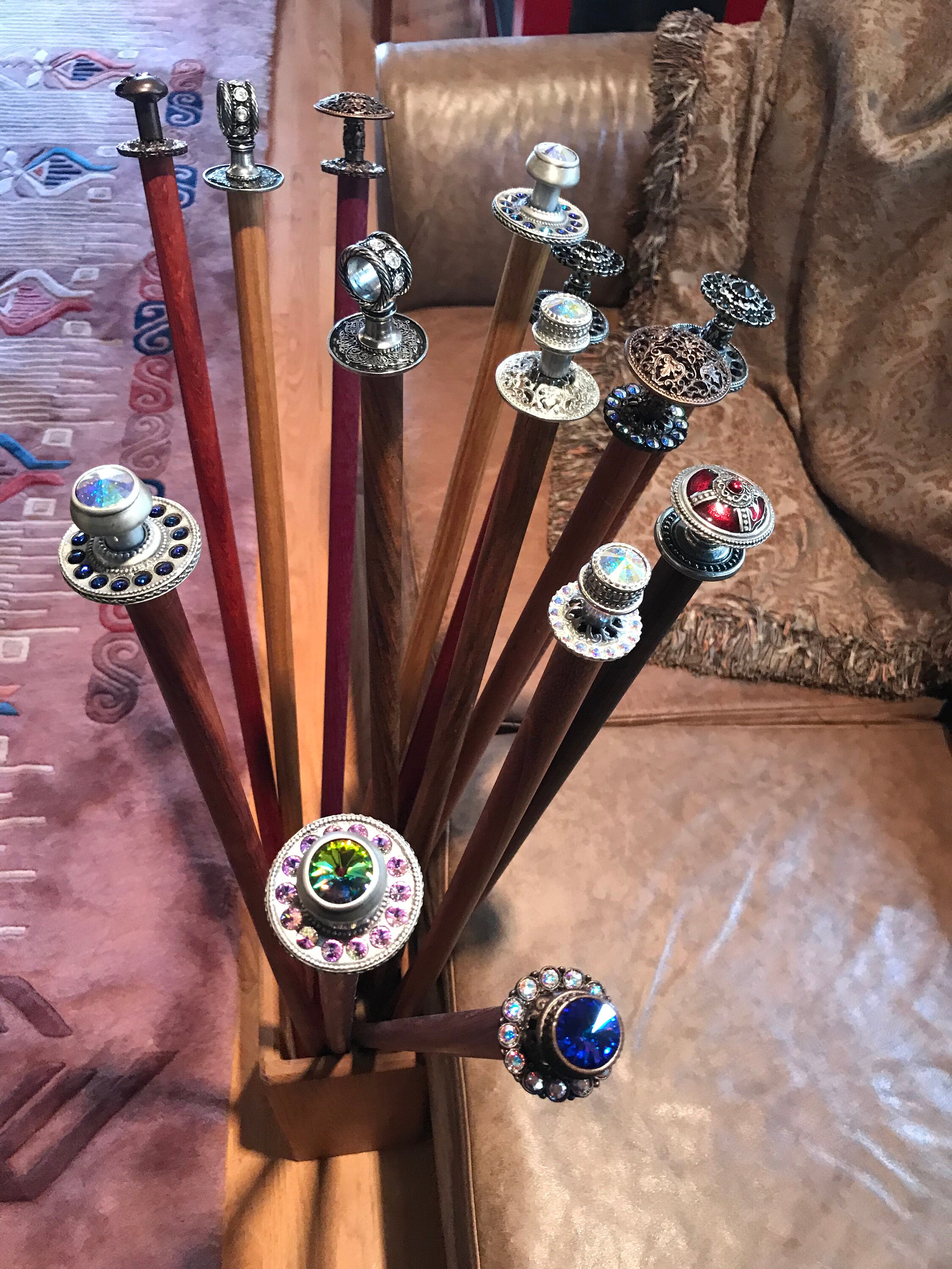 Walking Cane Luxury, Pewter, Swarovski Handle and Bolivian Rosewood ...