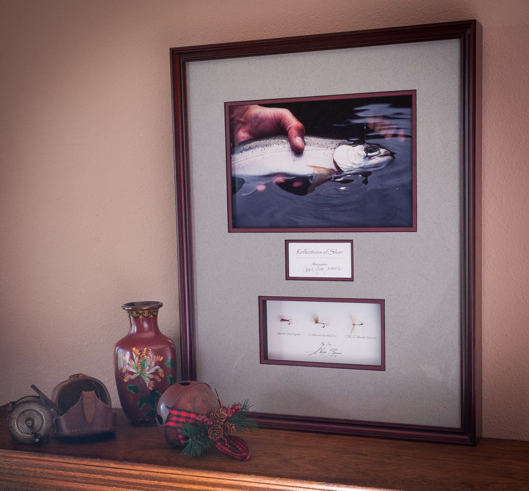 Reflections of Silver Shadow Box With Three Skip Morris Display Flies ...