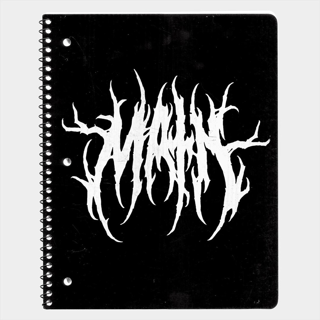 MATH / Death Metal Notebook Hand-drawn Design Wide Ruled Spiral Dark ...