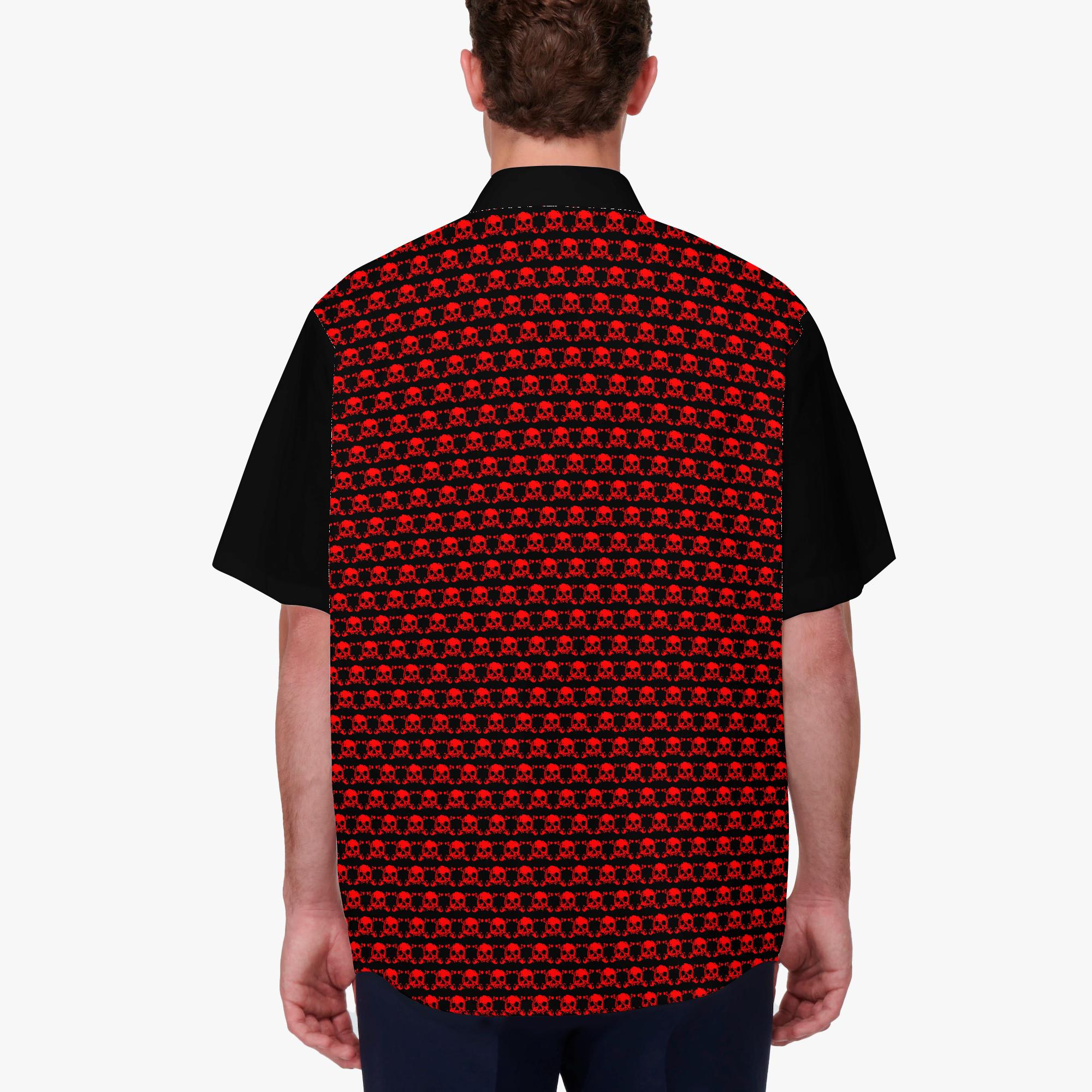 70's Style Red Bowling Shirt With Danzig Skull Pattern Hawaiian Style ...