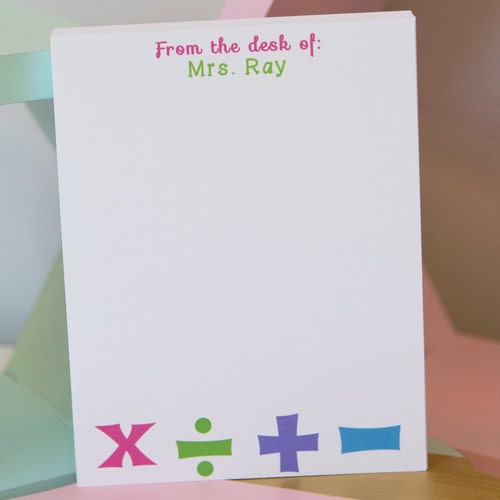 Math Teacher Notepad Personalized Notepad Teacher Gift - Etsy