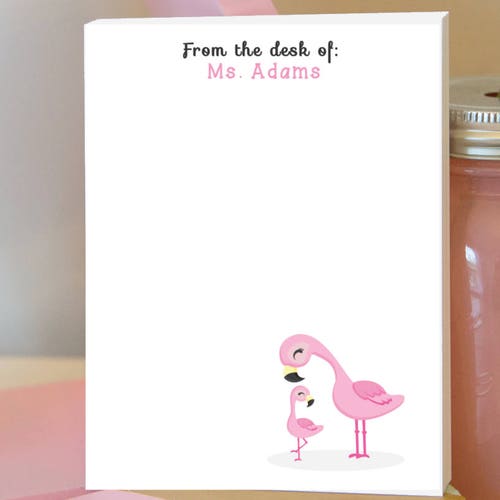 Flamingo Notepad Personalized Teacher Notepad Tropical - Etsy