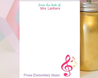 Music Teacher Gift Personalized Teacher Notepad Teacher Appreciation ...