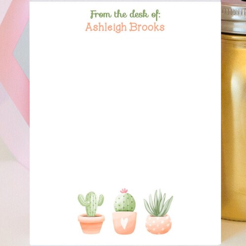 Cactus and Succulents Notepad Teacher Gift Personalized - Etsy