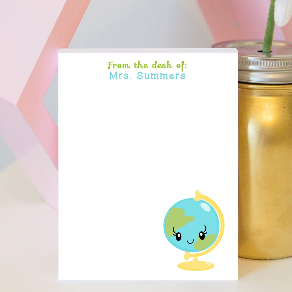 Personalized Teacher Notepad Globe- History Teacher Gift - Globe ...