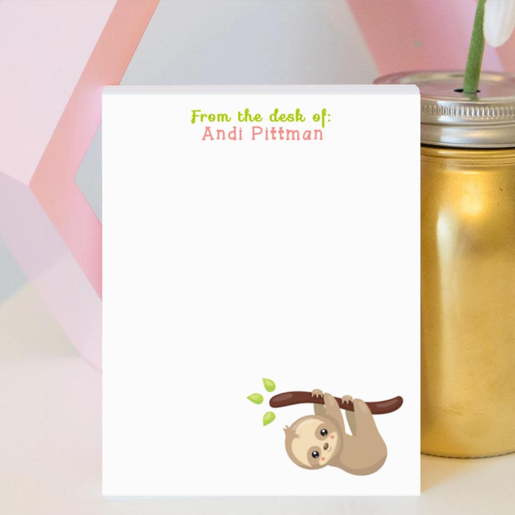 Sloth Notepad - Personalized Teacher Notepad - Sloth Gift - Sloth ...