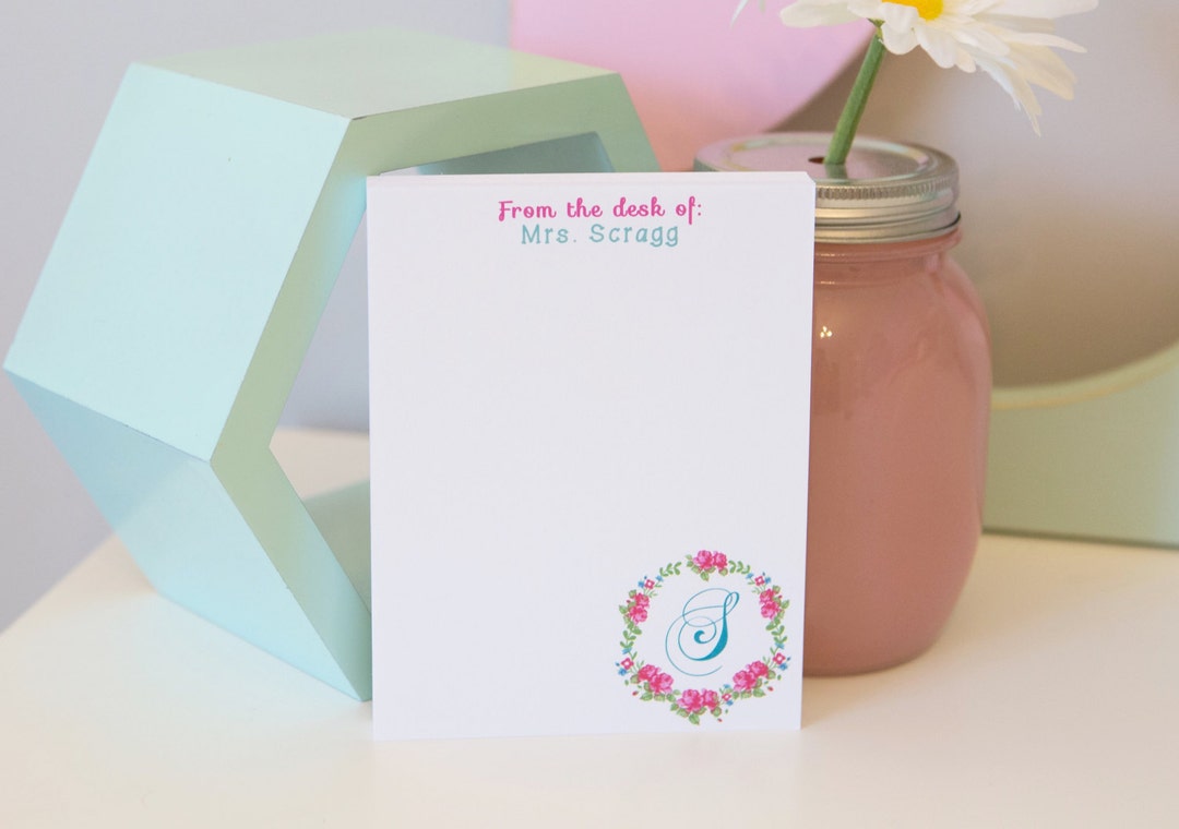 Personalized Flower Monogram Notepad - Monogram Notepad - Personalized ...