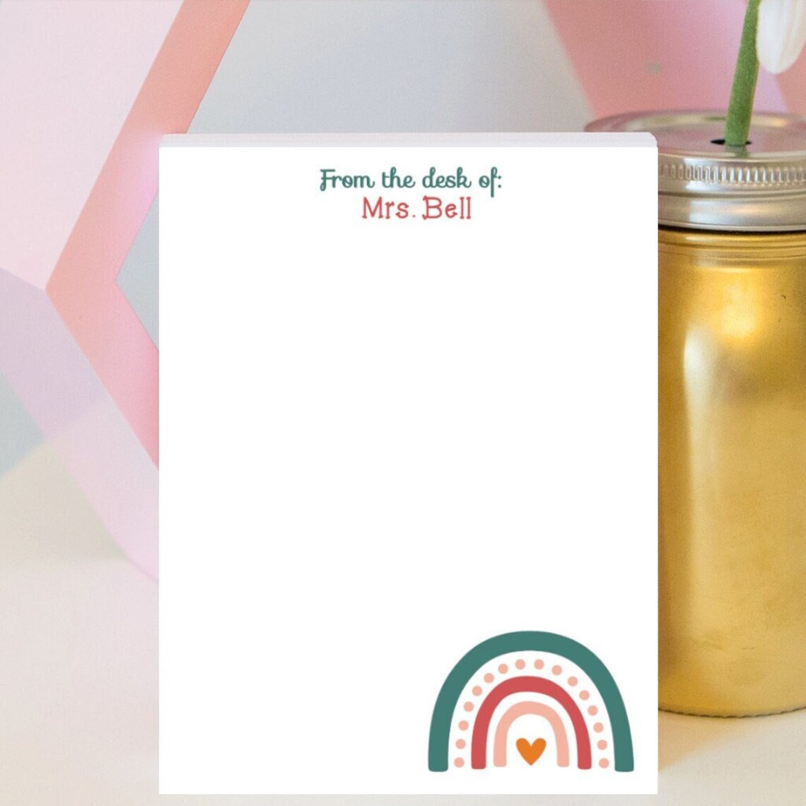 Boho Rainbow Personalized Notepad - Rainbow Notepad - Rainbow Gift ...