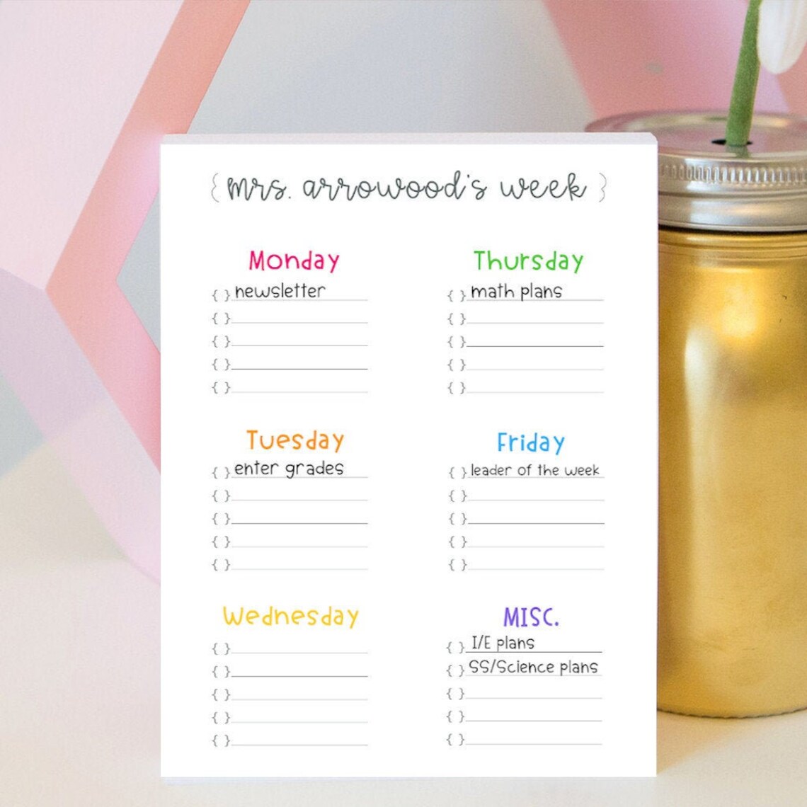 Personalized Weekly to Do List - Weekly to Do List - Customized to Do ...