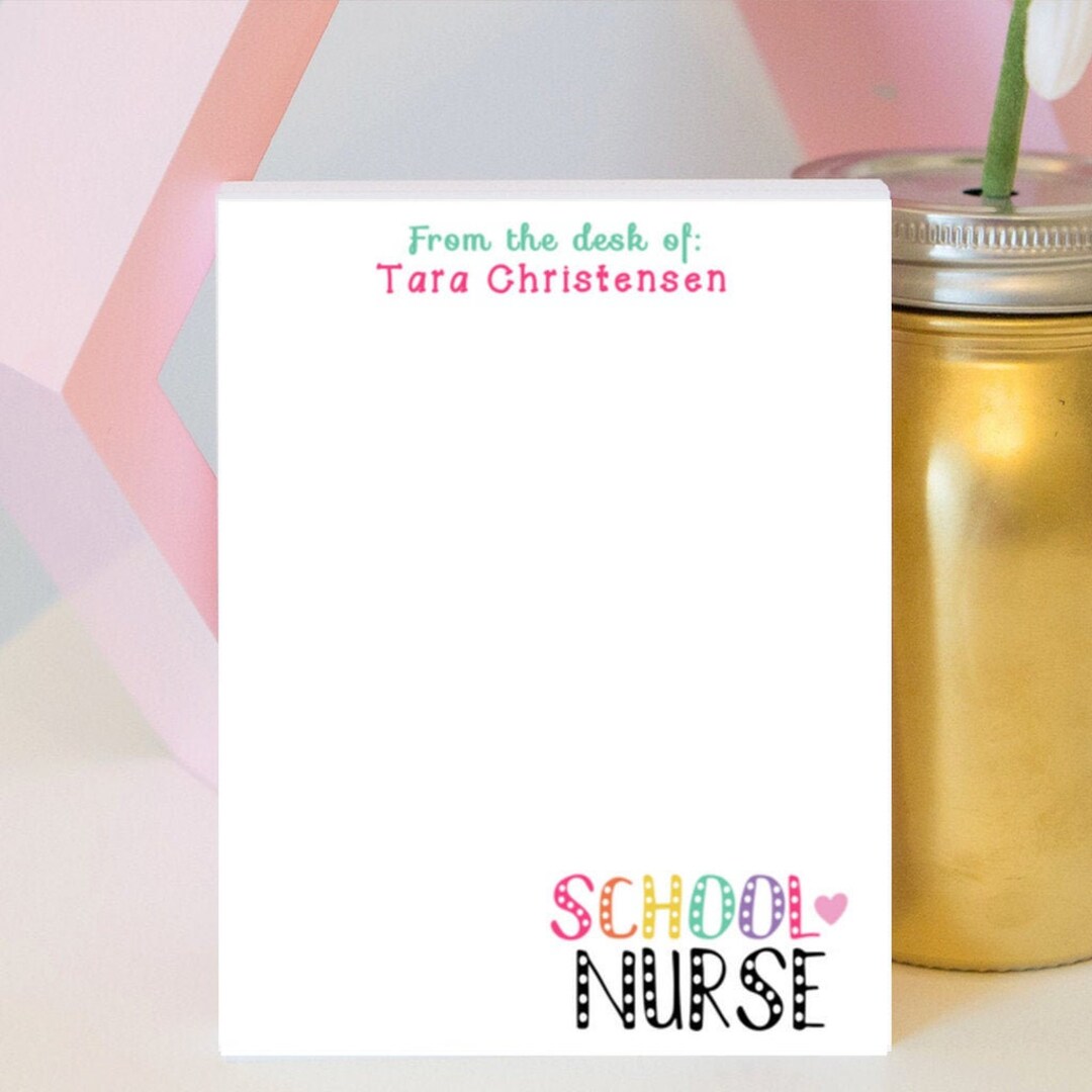 School Nurse Notepad - Nurse Notepad - Personalized Teacher Notepad ...