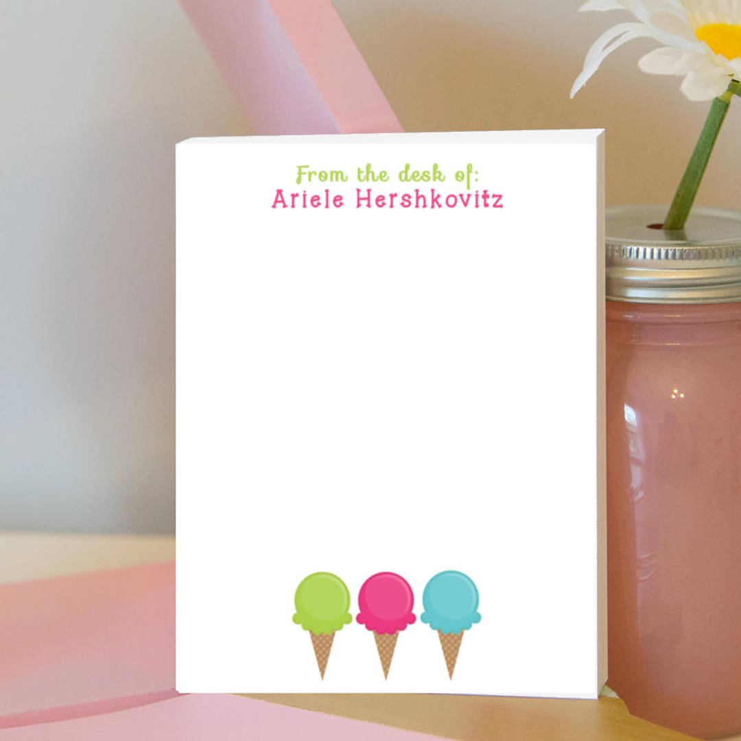 Ice Cream Personalized Notepad - Ice Cream Notepad - Ice Cream - Ice ...
