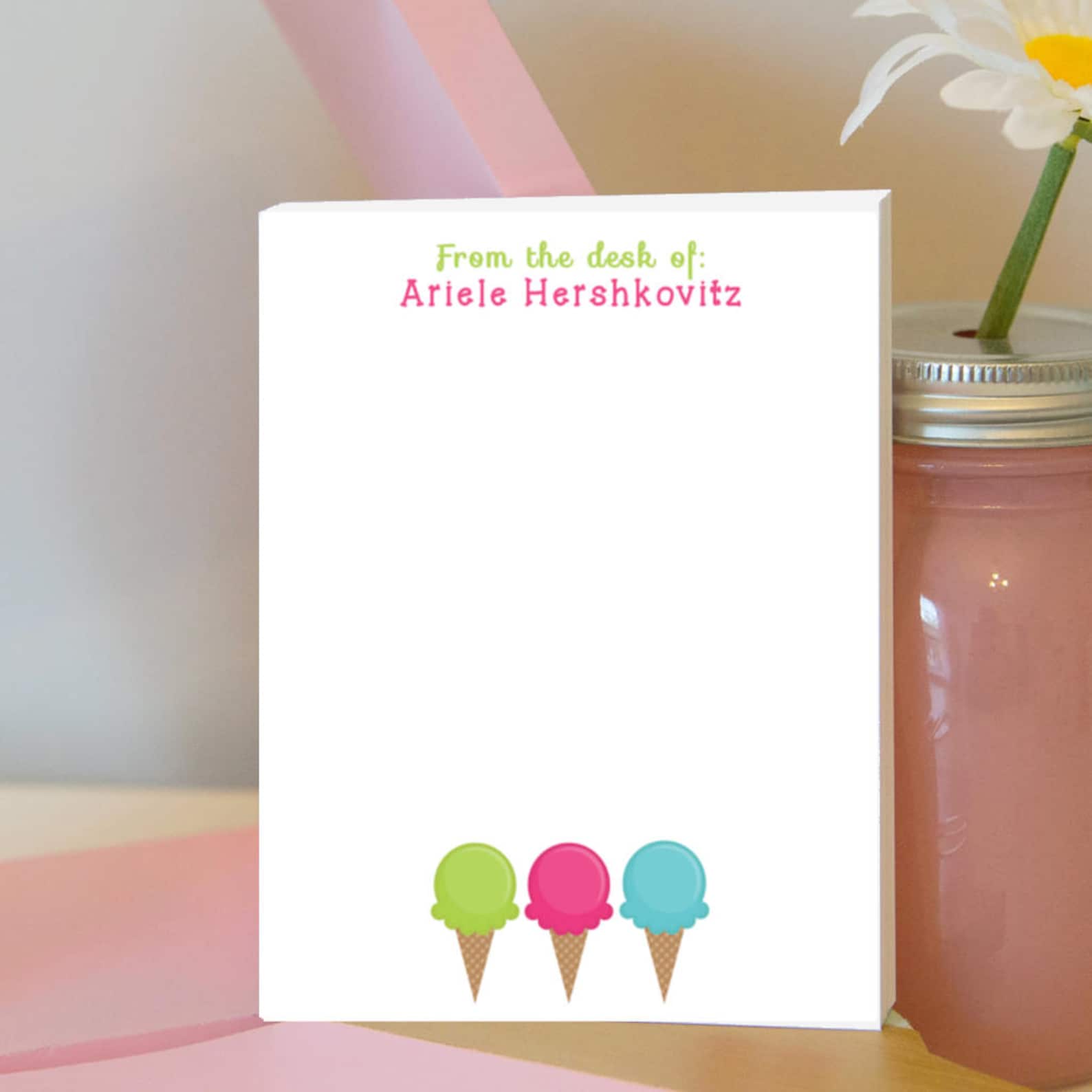 Ice Cream Personalized Notepad - Ice Cream Notepad - Ice Cream - Ice ...