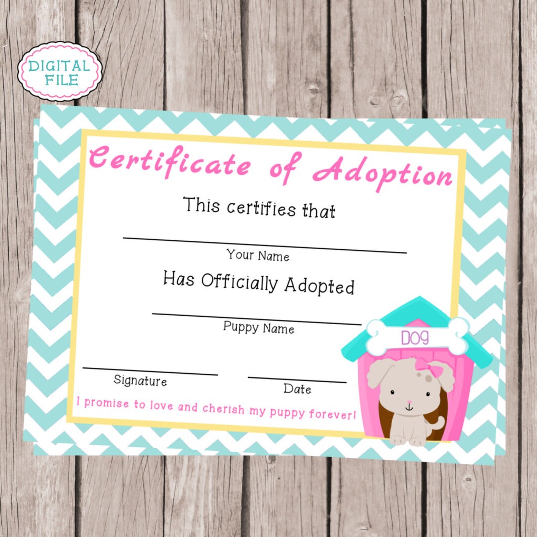 Printable Puppy Adoption Cards - Puppy Party - Pet Adoption Cards ...
