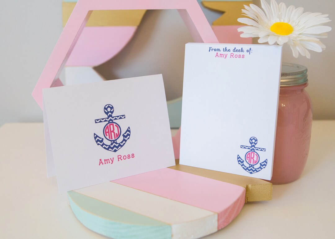 Monogram Anchor Stationery Set- Personalized Notepad - Personalized ...