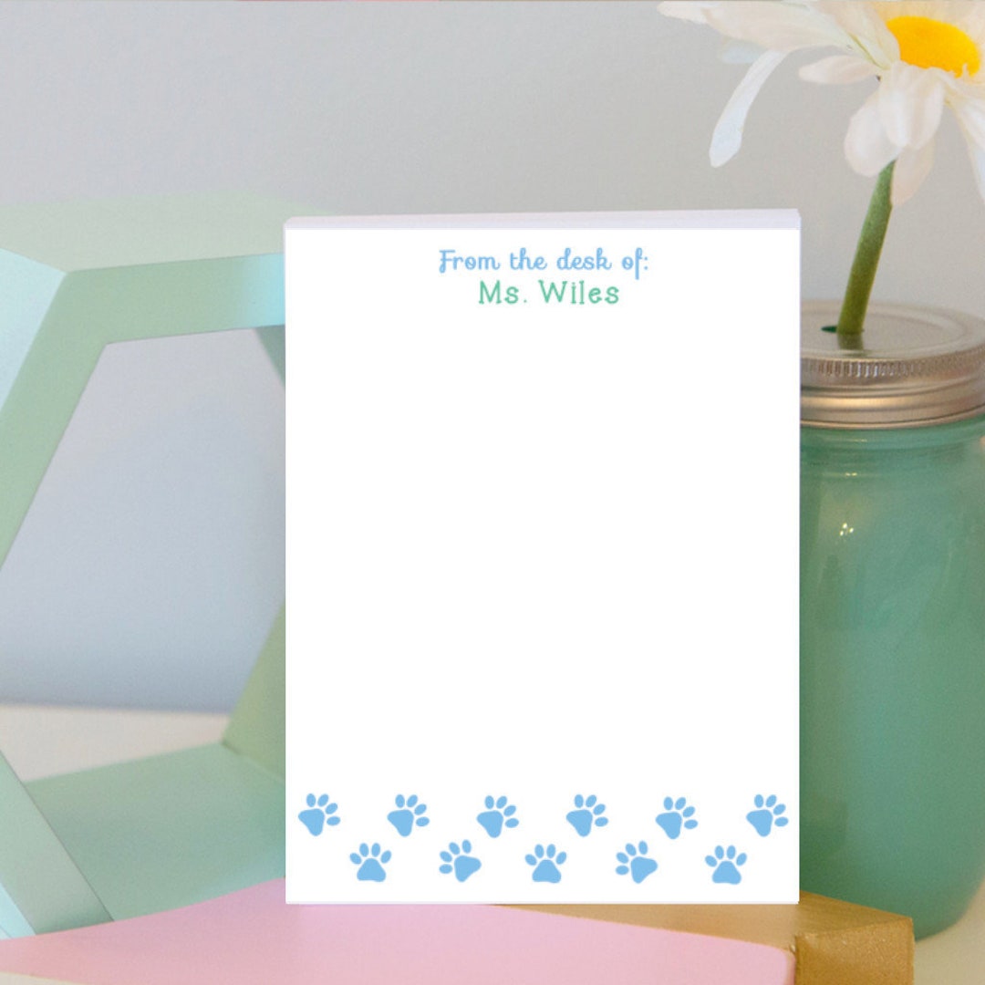 Paw Prints Notepad - Animal Notepad - Animal Lover Notepad - Teacher ...
