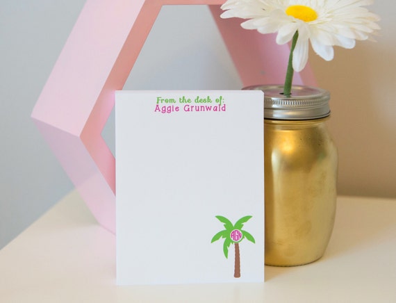 Palm Tree Monogram Notepad Monogram Notepad Palm Tree | Etsy