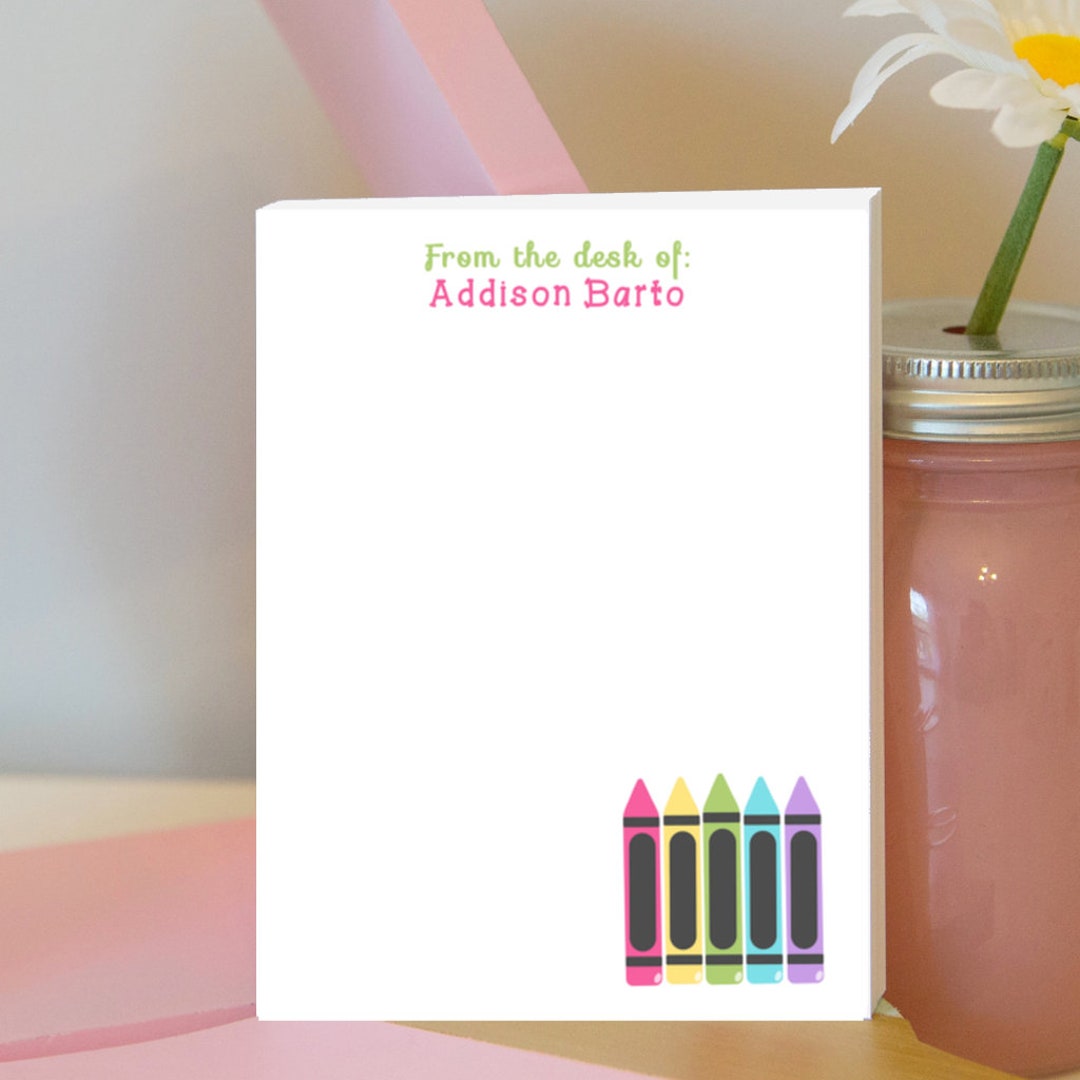 Personalized Teacher Notepad Crayons - Teacher Gift - Teacher Notepad ...