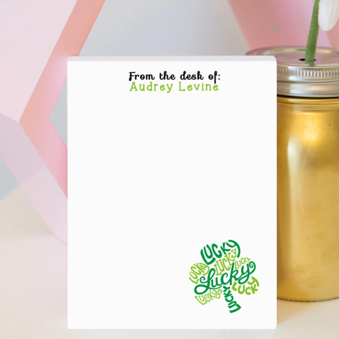 Personalized St. Patrick's Day Notepad - Lucky Clover Gift - St ...