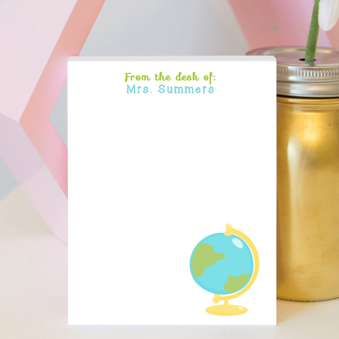 Personalized Teacher Notepad Globe- History Teacher Gift - Globe ...