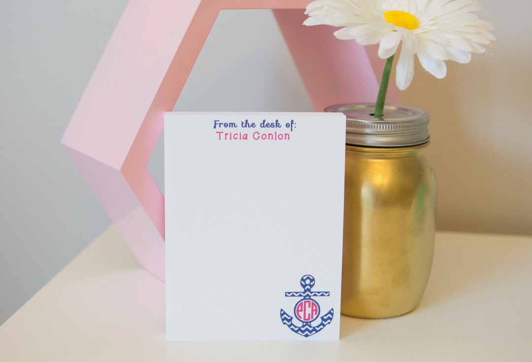 Monogram Anchor Notepad - Personalized Notepad - Monogram Notepad ...