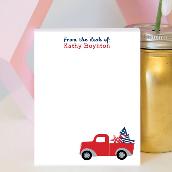 Patriotic Truck Notepad Vintage Truck Notepad Stars and | Etsy