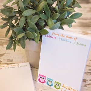Owl Personalized Notepad - Notes From Mom - Notes for School - Mom ...