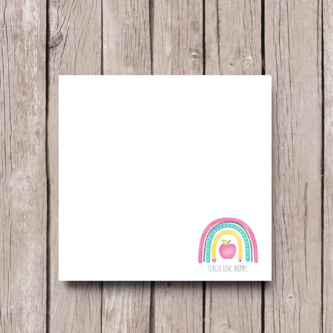 3x3 Inch Teacher Rainbow Sticky Note - Teacher Rainbow Sticky Note ...