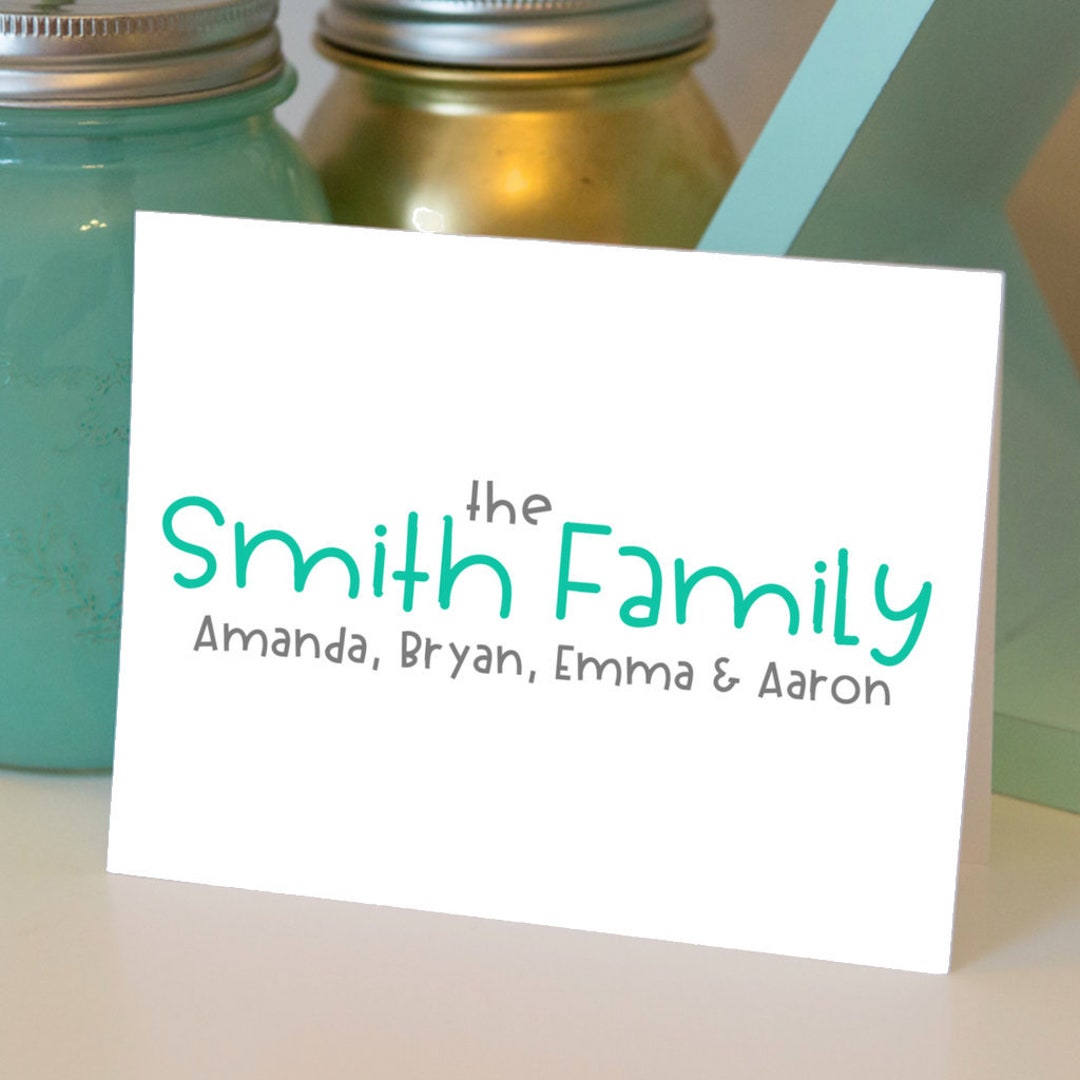 Personalized Family Notecard Set - Family Stationery - Folded Note ...