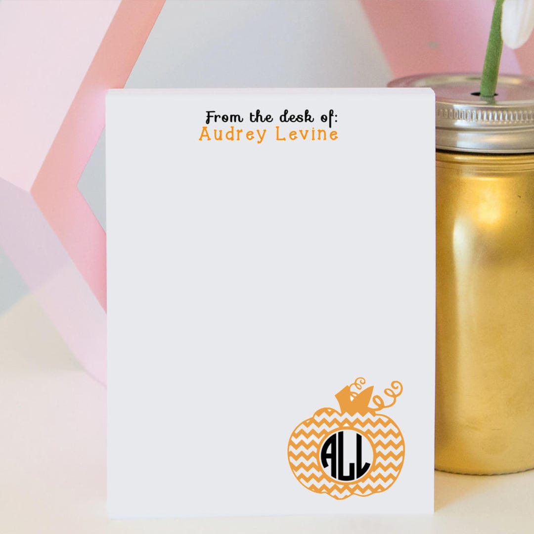 Monogram Pumpkin Notepad - Personalized Monogram Notepad - Fall - Pumpkin Notepad - Pumpkin ...