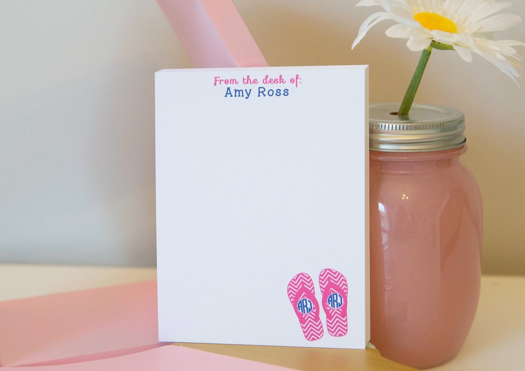 Personalized Flip Flop Monogram Notepad - Monogram Notepad - Flip Flop ...