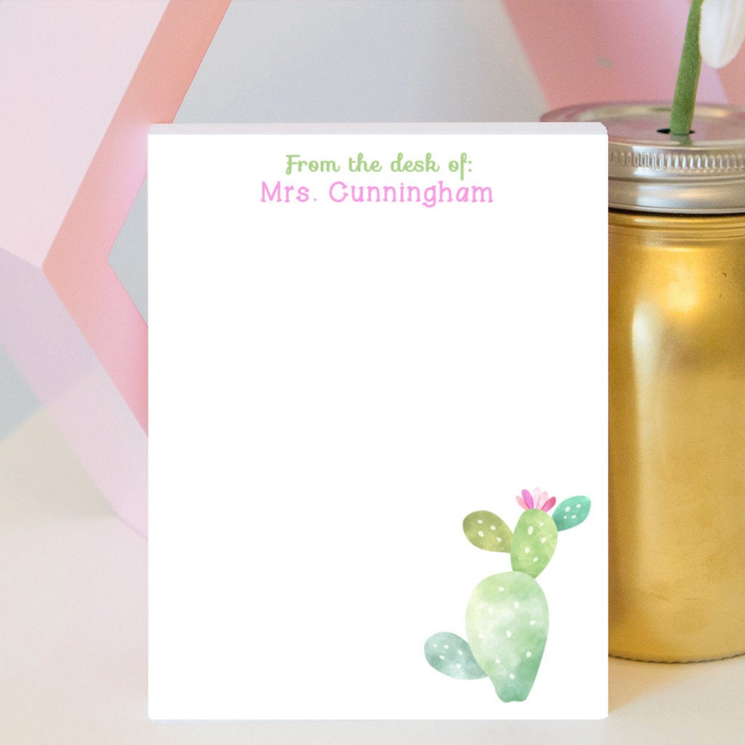 Watercolor Cactus Notepad - Teacher Gift - Personalized Teacher Notepad ...