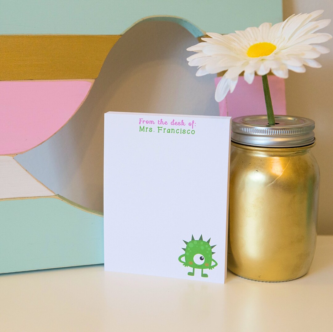 Personalized Monster Notepad - Monster Notepad - Teacher Notepad ...