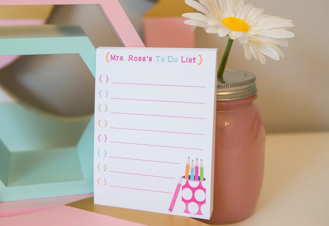 Personalized Teacher to Do List - Personalized Notepad - to Do List ...