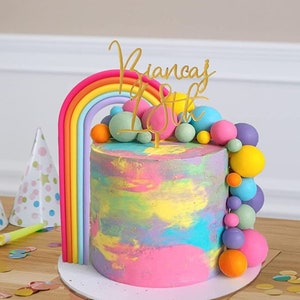 Rainbow Cake Toppers, Rainbow Party Decor, Girls Cake Topper, Baby ...