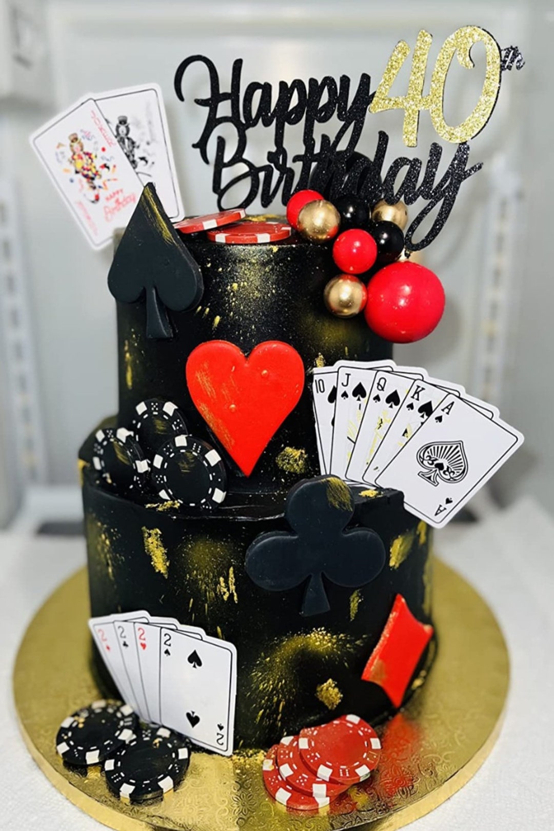 Poker Inspired Cake Topper, Casino Inspired Cake Topper, Poker Party ...