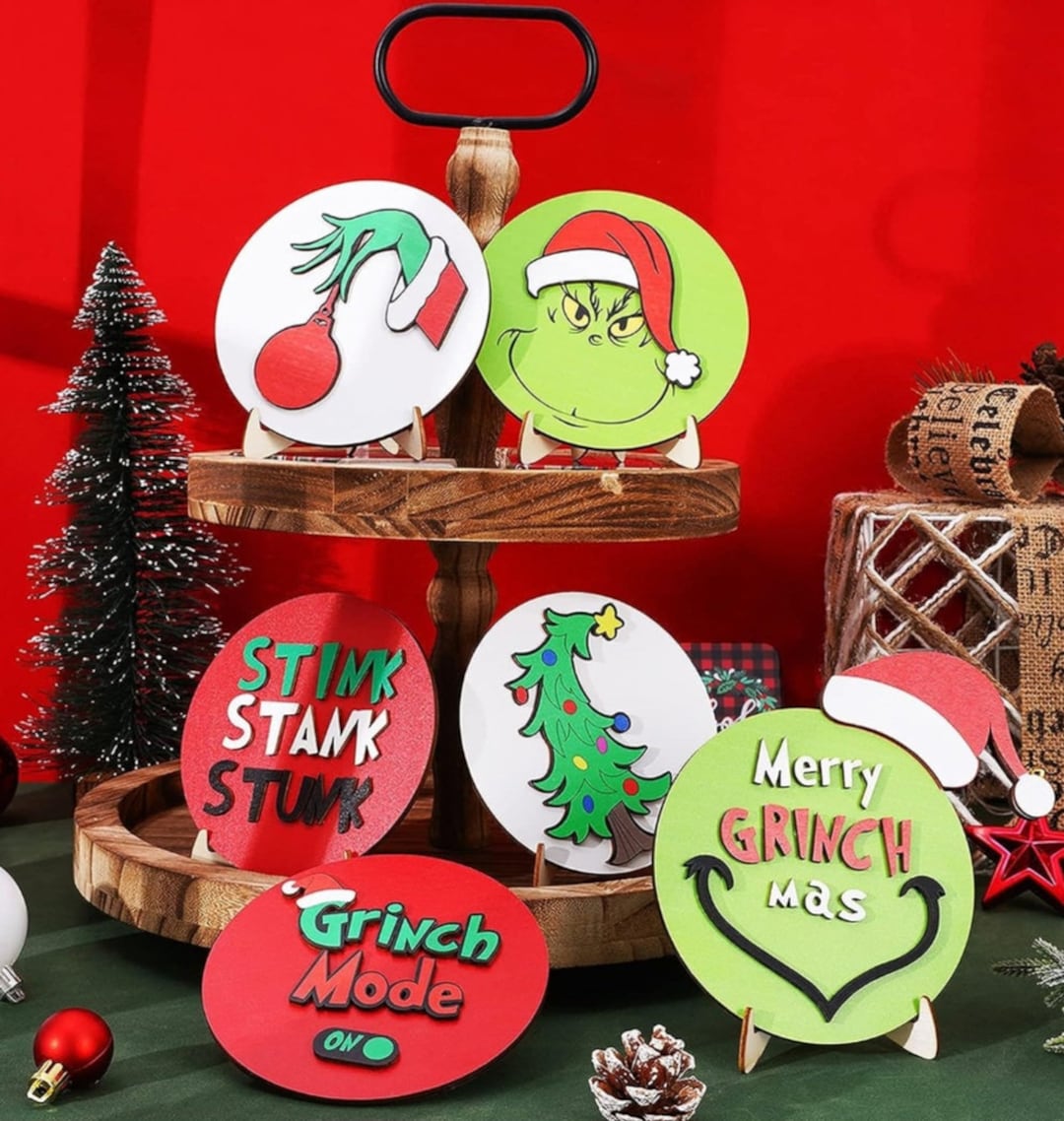 Grinch Decor, Grinch Tiered Tray, Grinch Tiered Tray Decor, Grinch ...