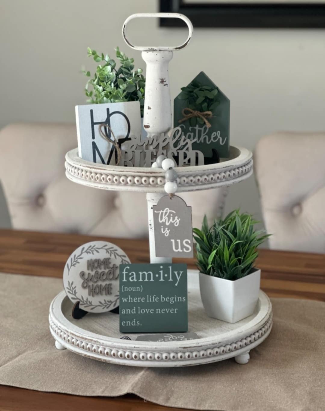 Farmhouse Decor, Farmhouse Tiered Tray, Tiered Tray Decor, Rustic Decor ...