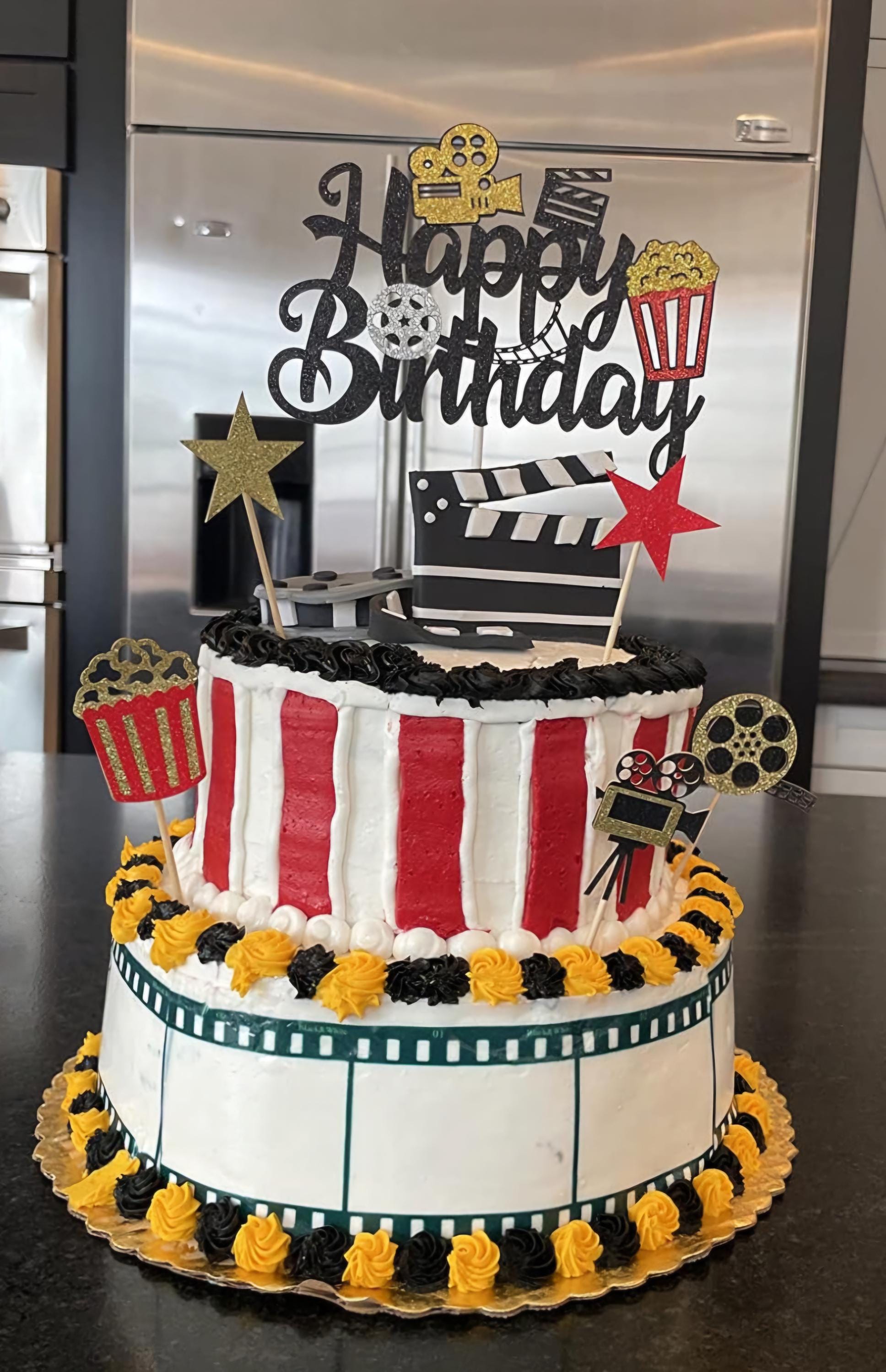 Movie Night Cake Topper Set: Clay Film Reels, Cardstock Decorations - Etsy