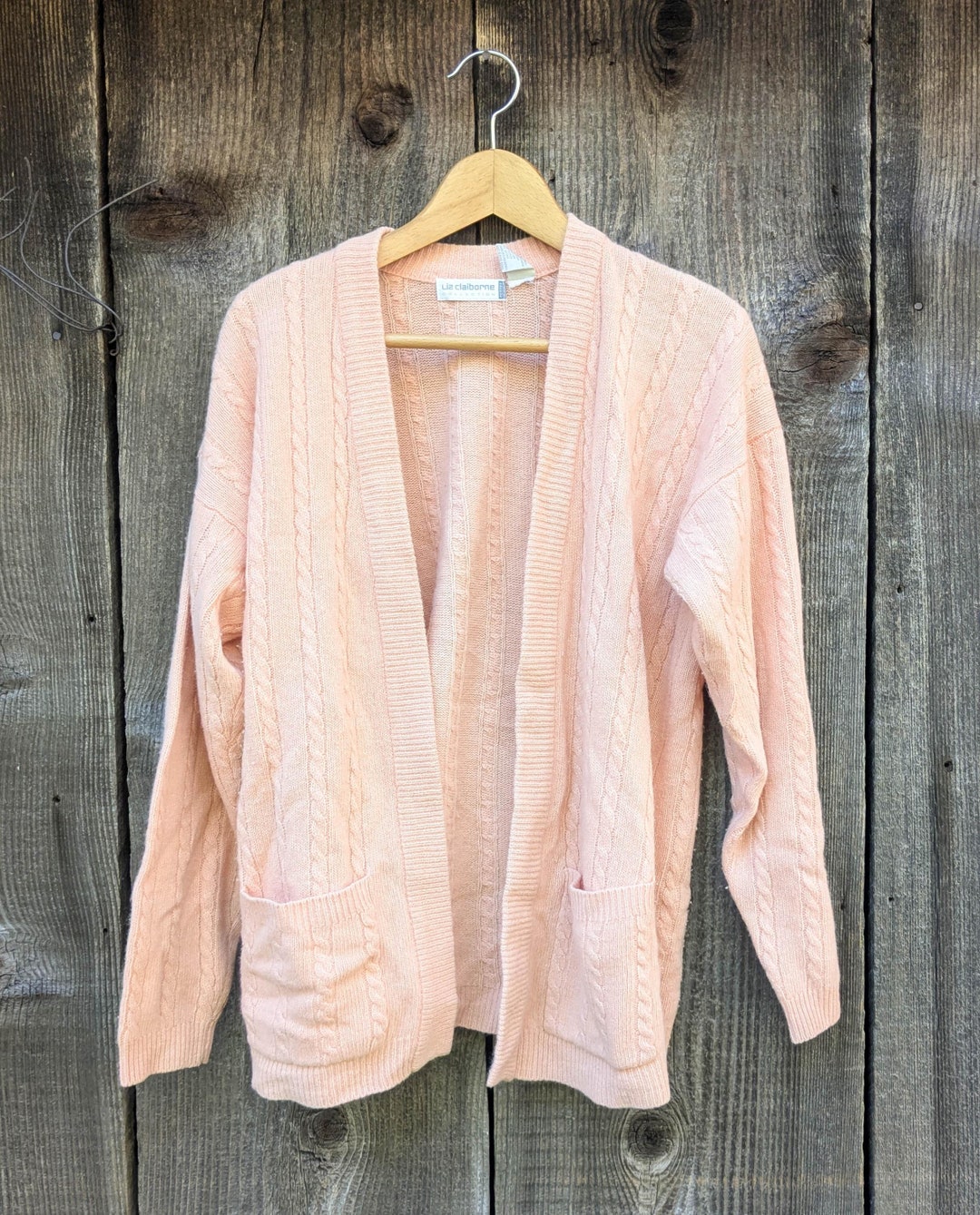 80s Vintage Orange Sherbert Cable Knit Cardigan / Liz Claiborne ...