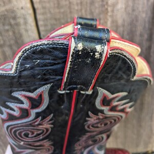 70s Vintage Leather Python Cowboy Boots 6 / Justin Black Red Snakeskin ...