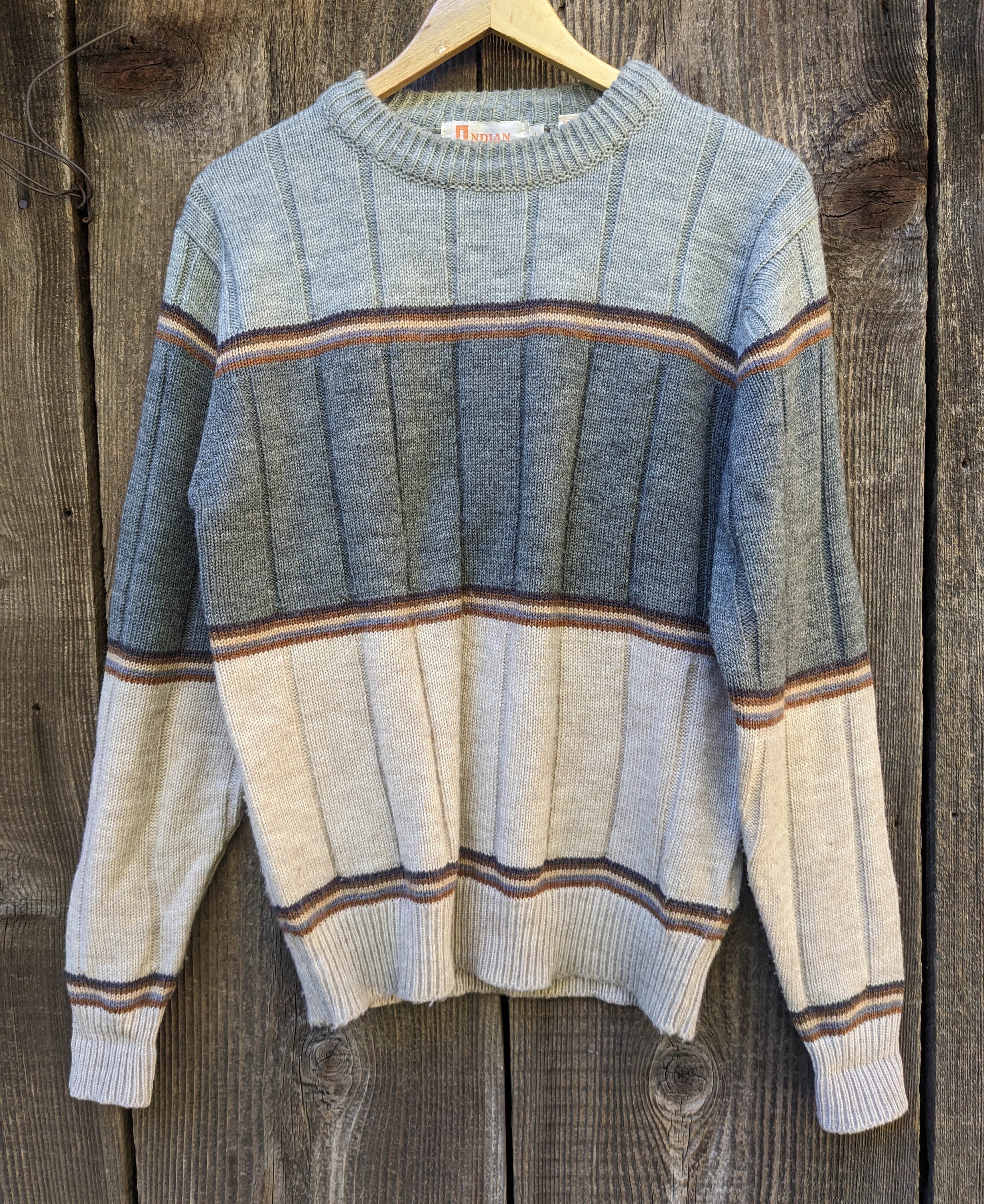 60s Vintage Striped Sweater / Sporty Retro Preppy Pullover Neutral ...